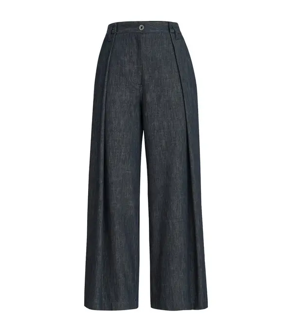 Brunello Cucinelli Twill Denim-effect Wide-leg Trousers