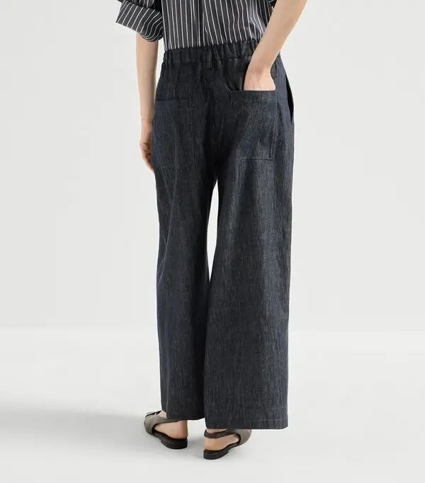Brunello Cucinelli Twill Denim-effect Wide-leg Trousers