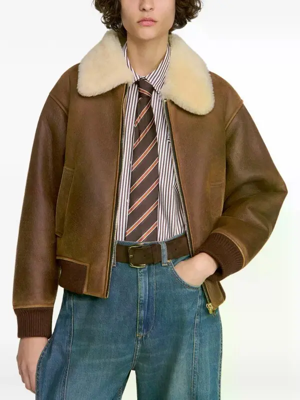 Sandro Zipped Shearling Jacket