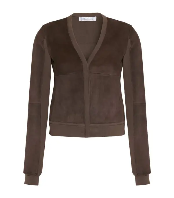 Max Mara Suede V-neck Jacket - Brown