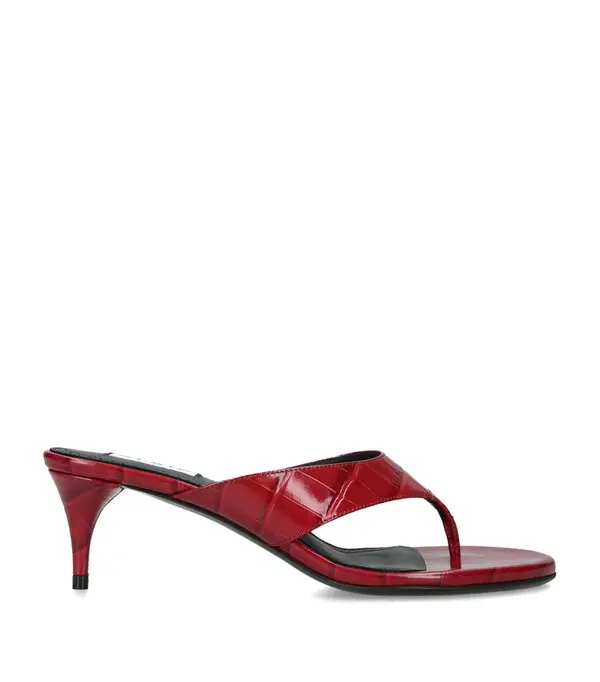 Alaïa Croc-embossed Leather Infra Thong Mules 55