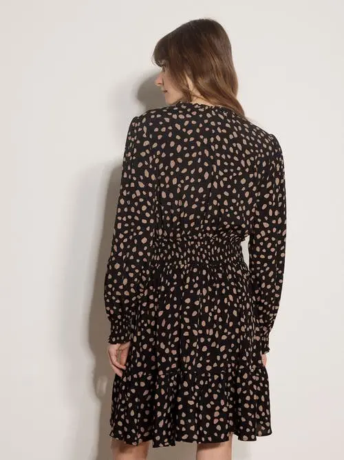 APRICOT Irregular Spot Ruffle Neck Dress