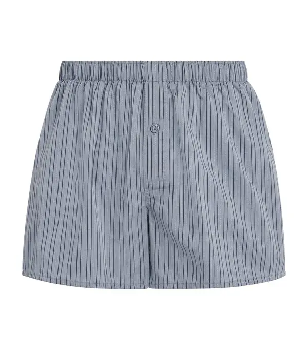 Hanro Cotton Fancy Woven Boxer Shorts - Blue
