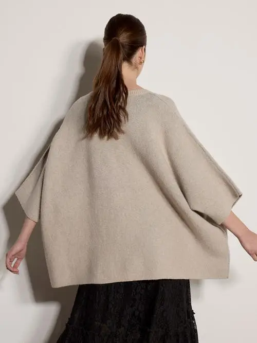APRICOT Side Fluffy Flower Cape Jumper