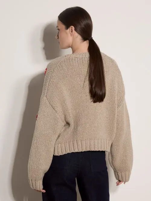 APRICOT Mushroom Hand Knit Open Cardigan