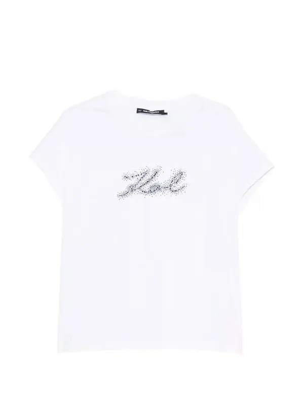 Karl Lagerfeld Rhinestone Crystal-embellished Logo-print T-shirt - White