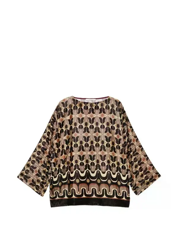 Malìparmi Kimono-sleeve Tunic - Brown