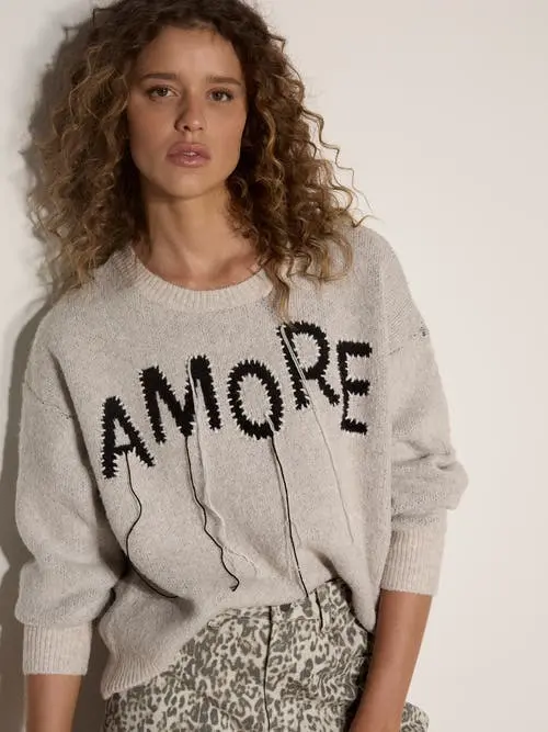 APRICOT Thread Amore Boucle Jumper - Stone