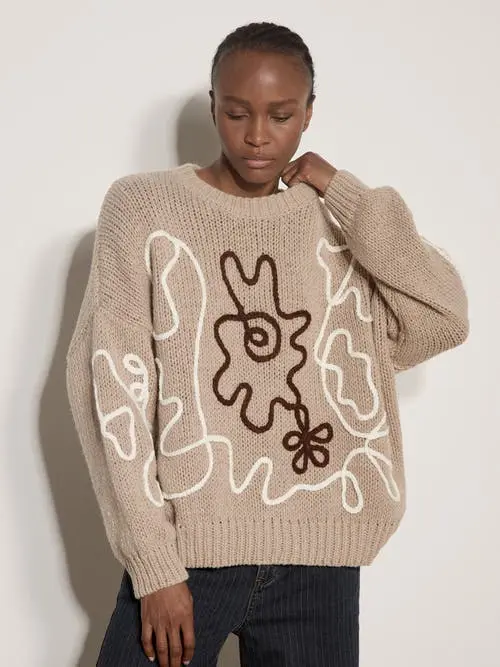 APRICOT Abstract Cornelli Flower Chunky Jumper