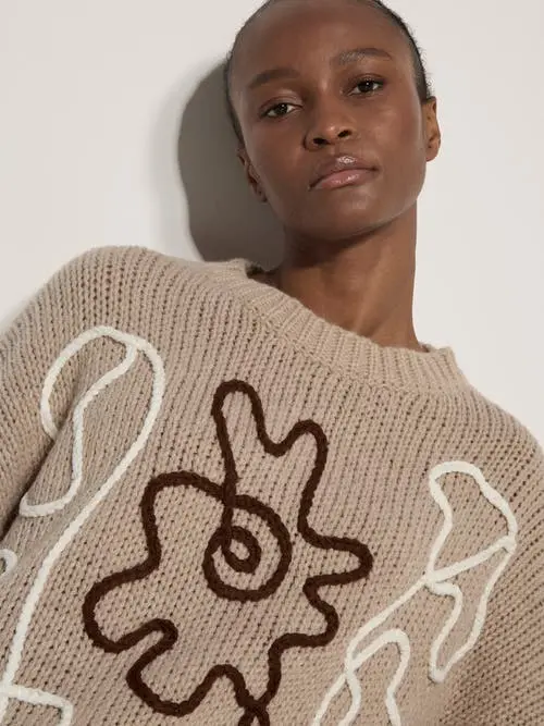 APRICOT Abstract Cornelli Flower Chunky Jumper