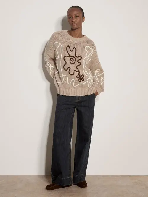 APRICOT Abstract Cornelli Flower Chunky Jumper