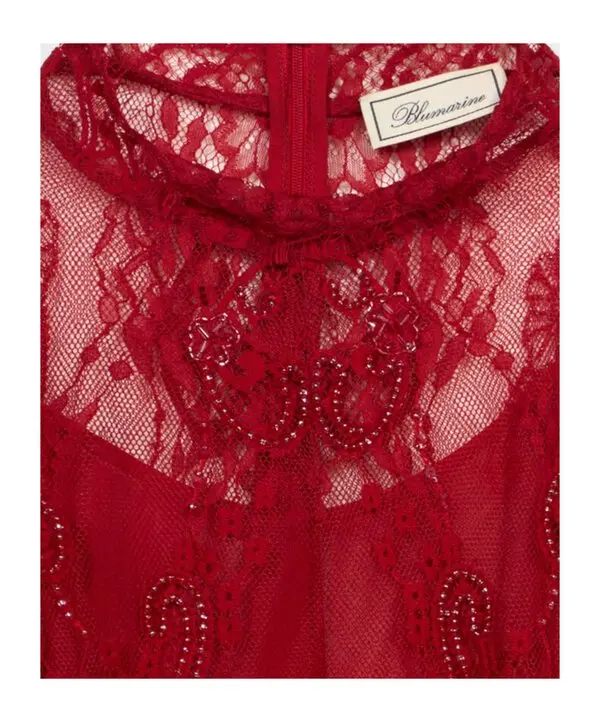Blumarine Long-sleeve Embroidered Mini Dress