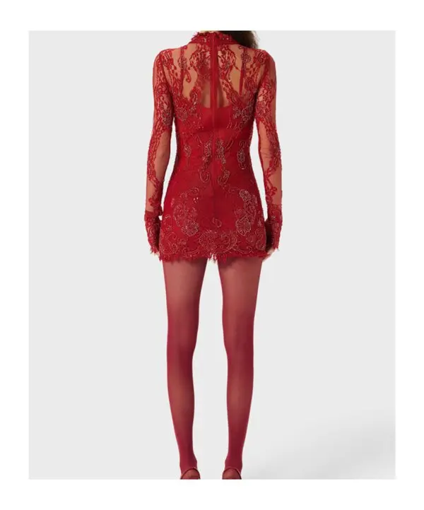 Blumarine Long-sleeve Embroidered Mini Dress