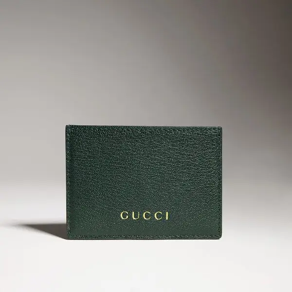 Gucci Card Case With Lettering Leather