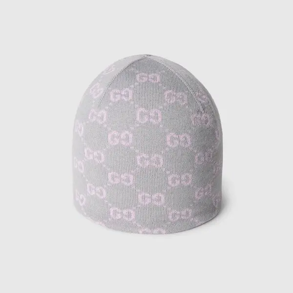 Gucci Gg Wool Viscose Lamé Jacquard Hat - Grey