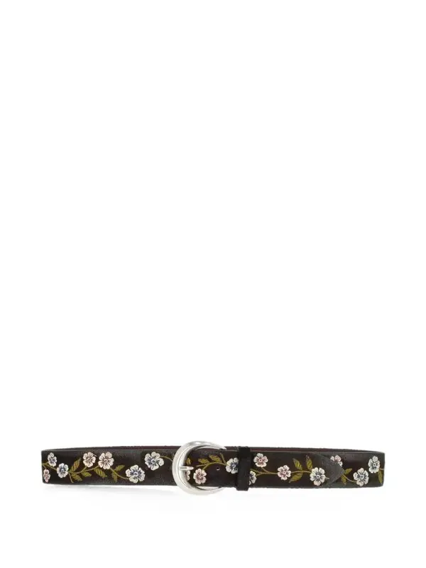 Orciani Floral-embroidered Leather Belt