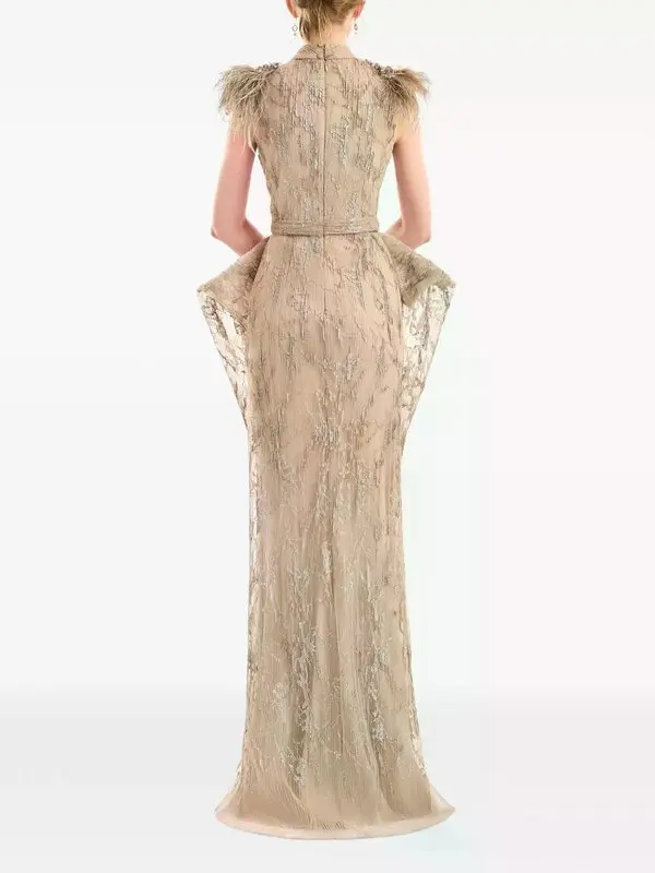GEMY MAALOUF Feather-trim Hip-panel Dress