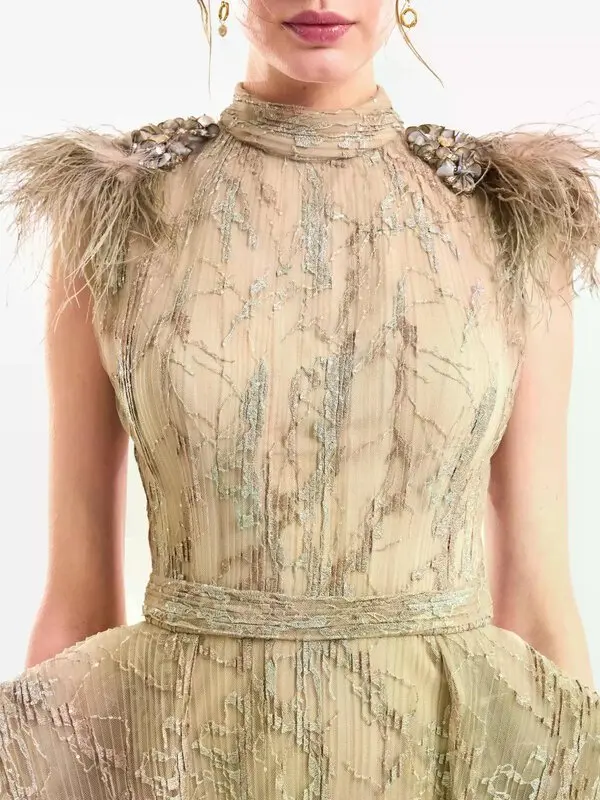 GEMY MAALOUF Feather-trim Hip-panel Dress