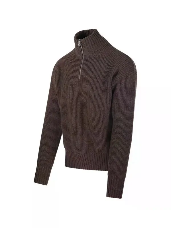 DIANA STUDIO Trucker Ribbed-knit Half-zip Sweater - Brown