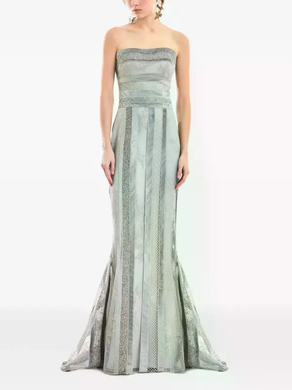 GEMY MAALOUF Strapless Embroidered Panel Dress