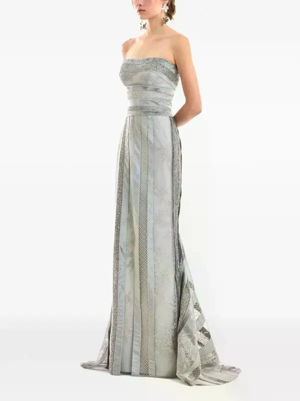 GEMY MAALOUF Strapless Embroidered Panel Dress