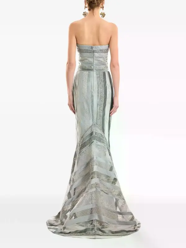 GEMY MAALOUF Strapless Embroidered Panel Dress