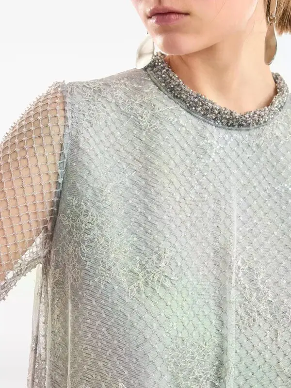 GEMY MAALOUF Embroidered Lace-overlay Dress