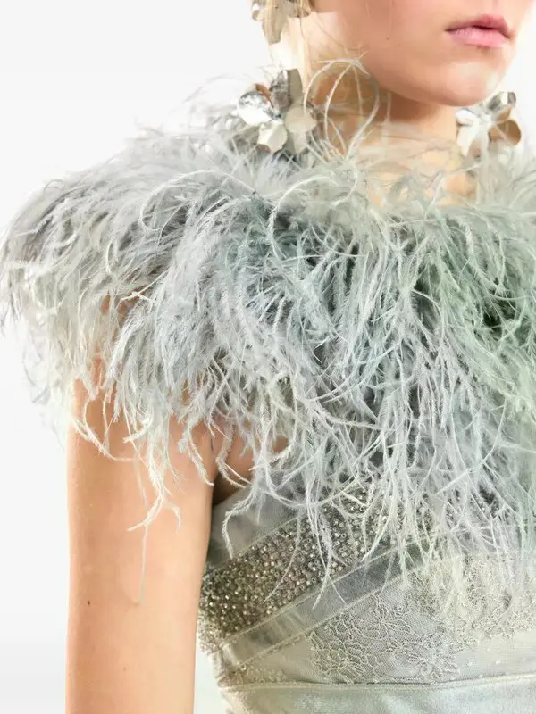 GEMY MAALOUF Feather-trim Bolero
