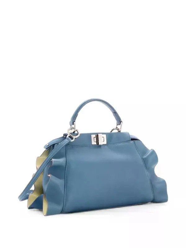 Fendi Wave Peekaboo Bag Leather Mini Satchel - Blue