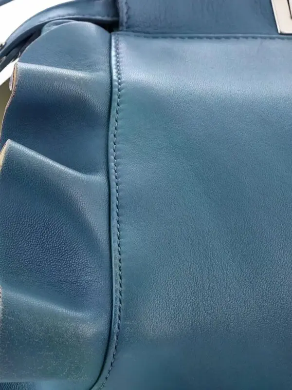 Fendi Wave Peekaboo Bag Leather Mini Satchel - Blue