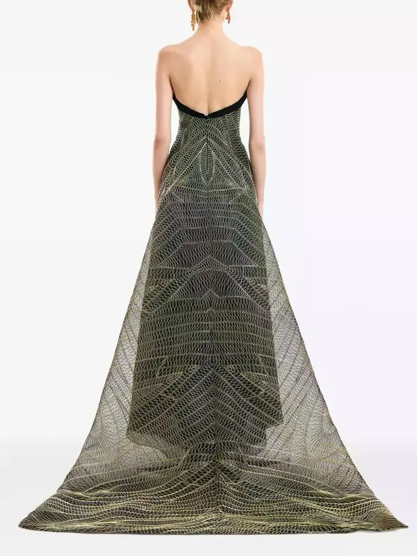 GEMY MAALOUF Metallic-embroidered Train Dress