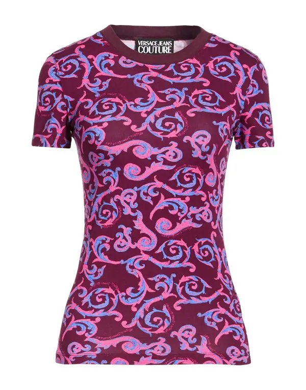Versace T-shirt Burgundy Size Cotton, Elastane