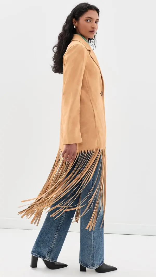 SIMONMILLER Vero Vegan Leather Fringe Coat