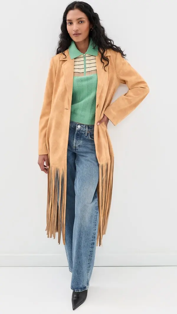 SIMONMILLER Vero Vegan Leather Fringe Coat