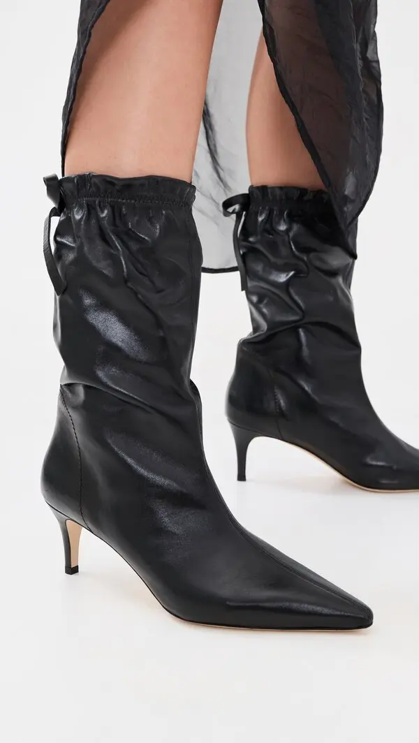 Cinq À Sept Alex Scrunched Shiny Leather Ankle Booties