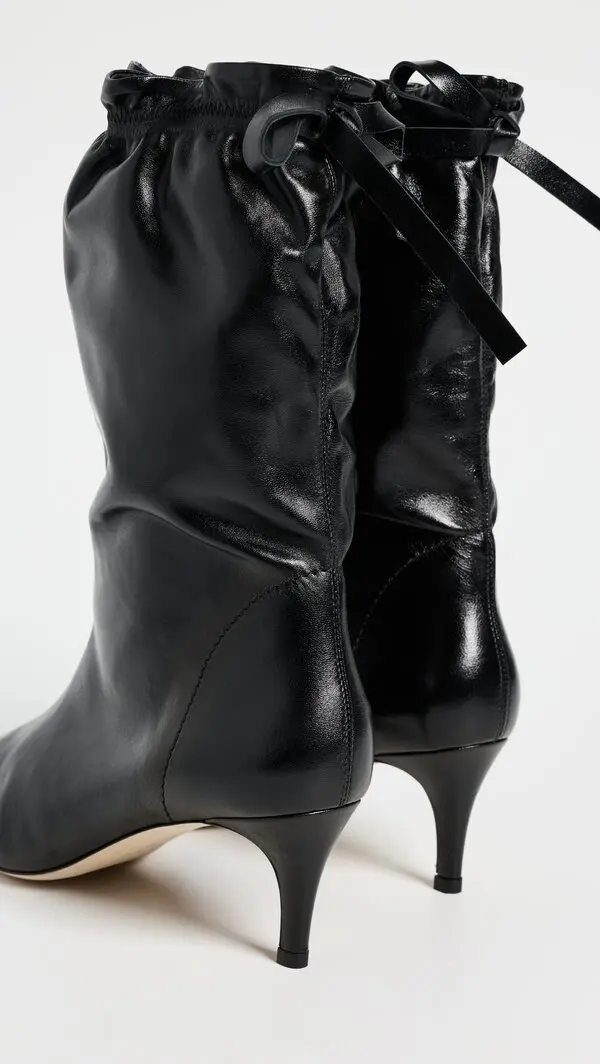 Cinq À Sept Alex Scrunched Shiny Leather Ankle Booties
