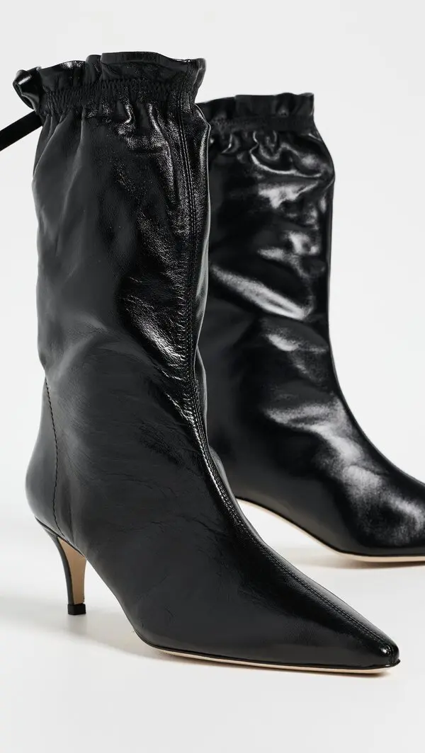 Cinq À Sept Alex Scrunched Shiny Leather Ankle Booties