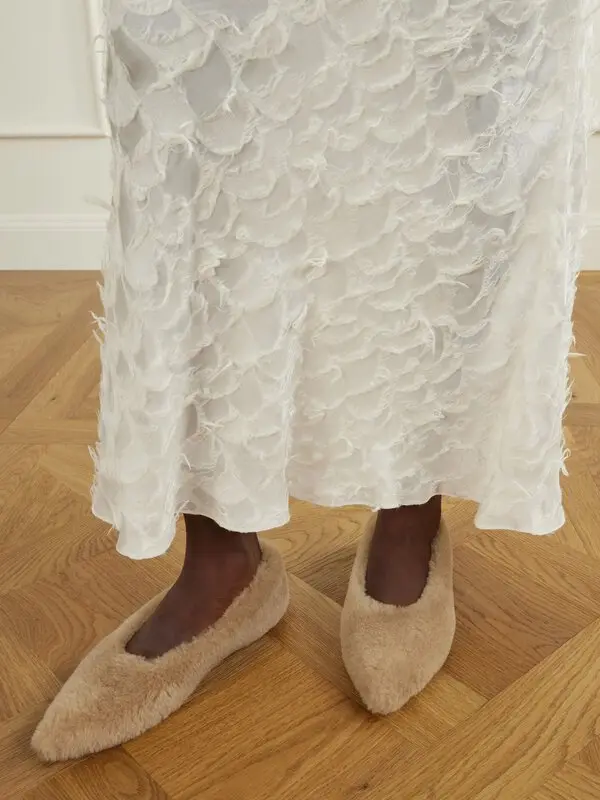 Gabriela Hearst Fleur Leather-trimmed Shearling Ballet Flats