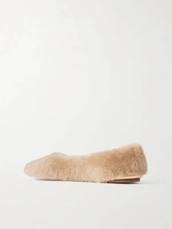 Gabriela Hearst Fleur Leather-trimmed Shearling Ballet Flats
