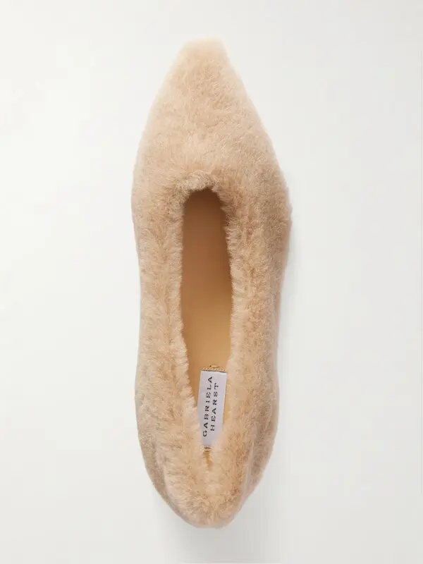 Gabriela Hearst Fleur Leather-trimmed Shearling Ballet Flats