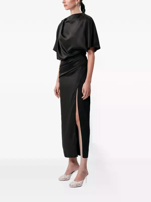 CONCEPTO Void Asymmetric-drape Straight-skirt Midi Dress