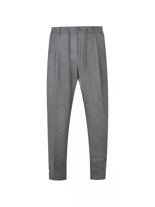 Tagliatore Drawstring Pleated Straight Trousers - Grey