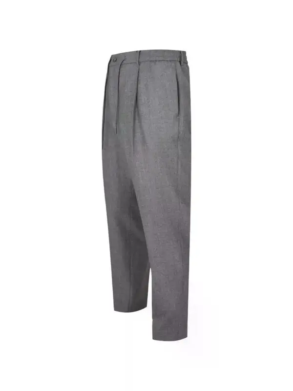 Tagliatore Drawstring Pleated Straight Trousers - Grey