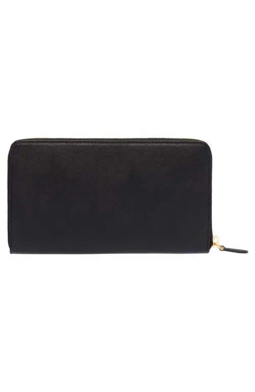 Prada Oro Saffiano Leather Zip Around Wallet