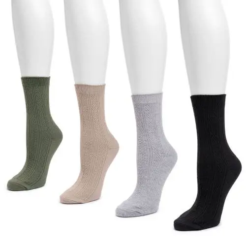 MUK LUKS 4 Pair Pack Lume Soft Crew Socks