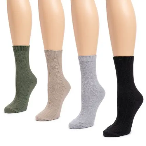 MUK LUKS 4 Pair Pack Lume Soft Crew Socks