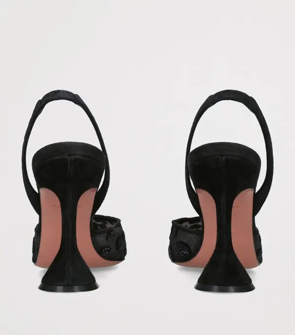 Amina Muaddi Mesh Holli Slingback Pumps 95