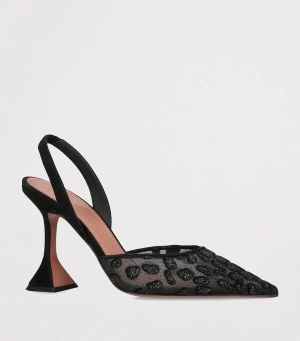 Amina Muaddi Mesh Holli Slingback Pumps 95