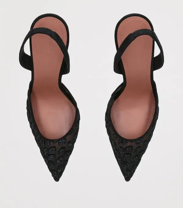 Amina Muaddi Mesh Holli Slingback Pumps 95