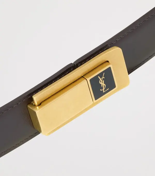 Saint Laurent Leather Cassandre Charniere Belt